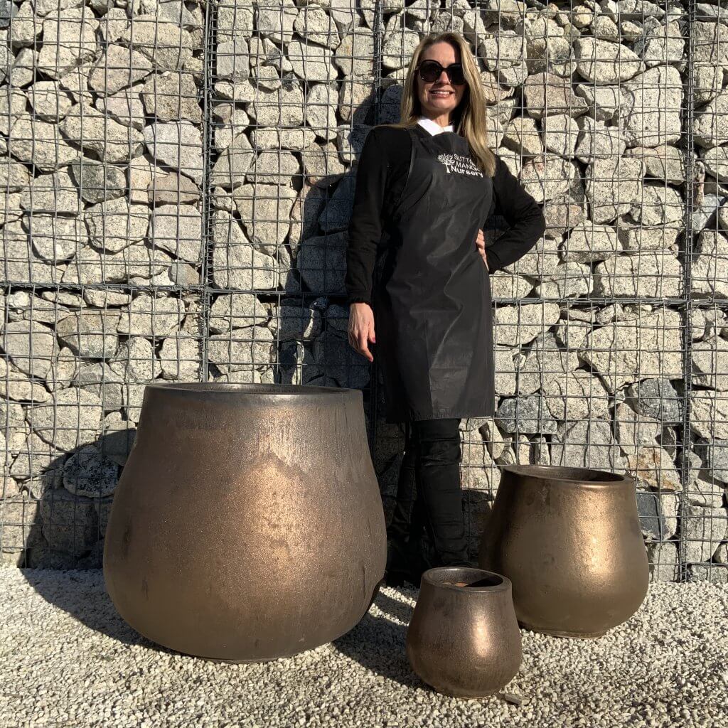 The Lang Co Glazed Golden Bronze Plant Pots - Sutton Manor Nursery