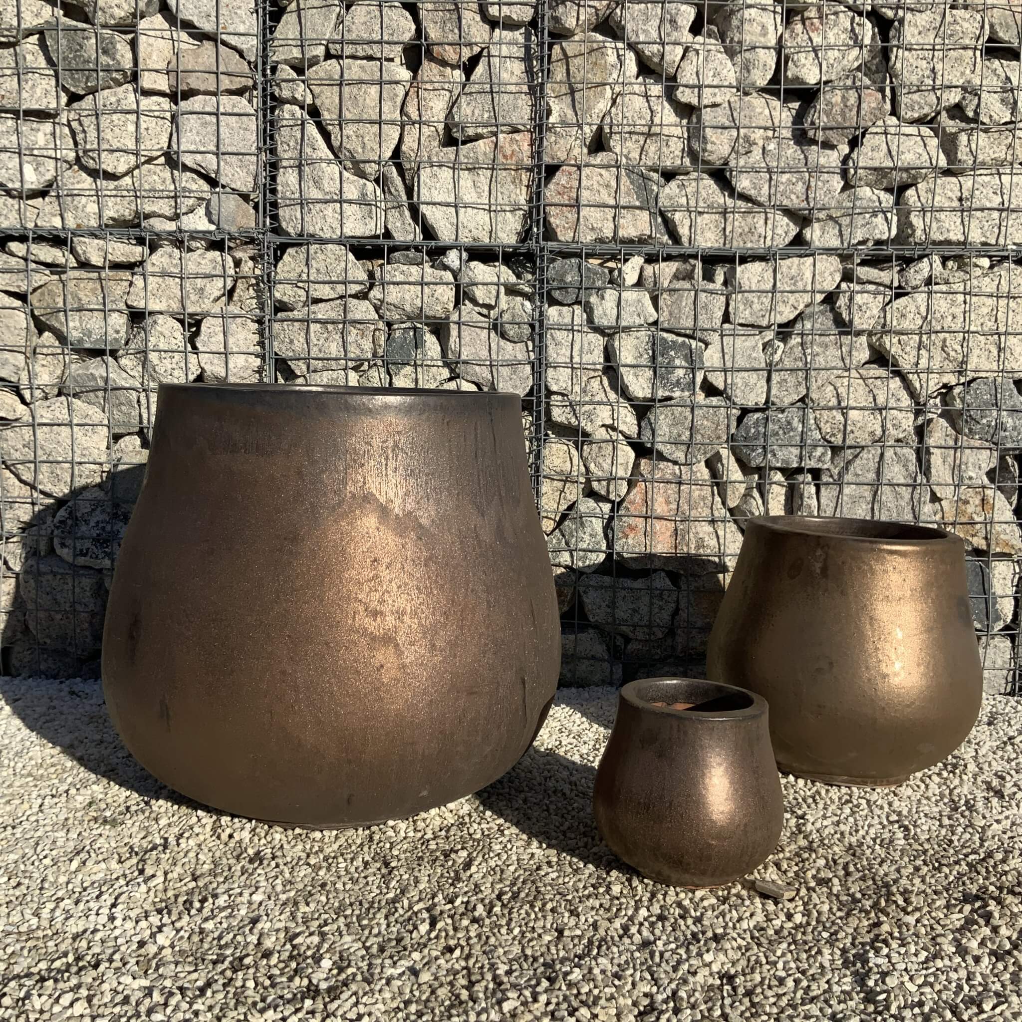 The Lang Co Glazed Golden Bronze Plant Pots - Sutton Manor Nursery